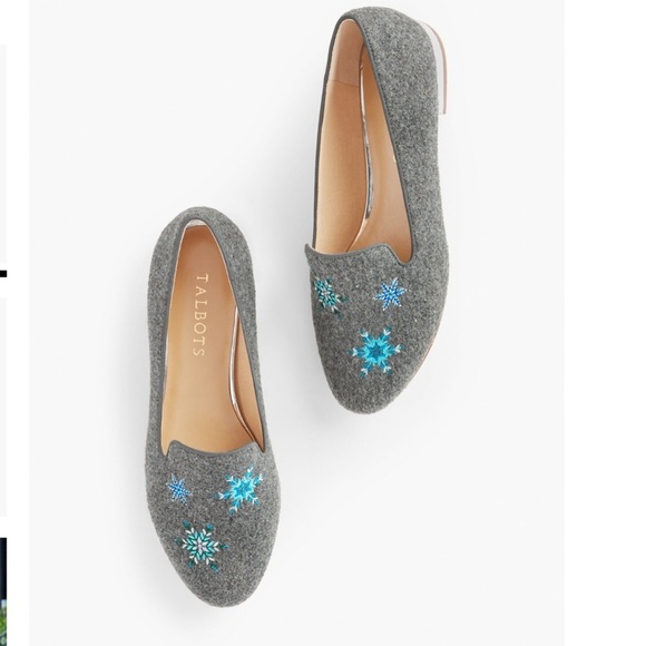 Talbots | Shoes | Talbots Ryan Gray Flannel Loafers With Embroidered ...